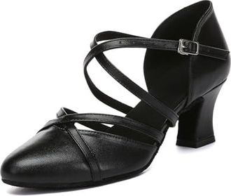Minitoo Chaussures de danse latine standard Salsa pour femme - Chaussures de soirée confortables, L653 Noir Talon de 6 cm, 39.5 EU