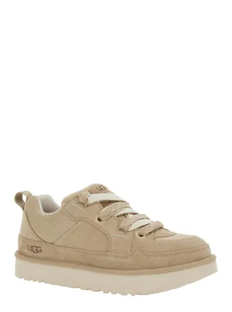 UGG Mens Sneakers Lo Lowmel Beige Suede Leather Trainers