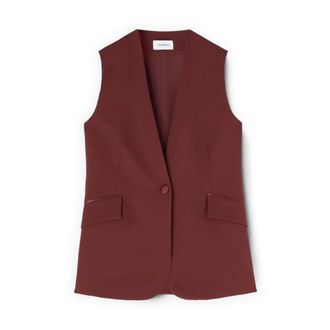 Motivi Femme, Vestes, Brun, Taille: 38 FR Gilet en satin revers col V profond