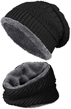 Balinco Bonnet &eacute;quip&eacute; dune Fourrure Chaude + &eacute;charpe avec garnissage en Teddy-Fleece avec Motif tress&eacute; Bonnet dHiver Taille Standard pour Les Femmes & Hommes 