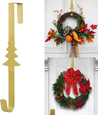 Generic Kranzaufh&auml;nger f&uuml;r Haust&uuml;r, 38,1 cm, stabile Metall-Kranz-T&uuml;raufh&auml;nger, T&uuml;rhaken f&uuml;r Veranda, Girlande, Haken f&uuml;r Halloween-Weihnachtsdekorationen (go