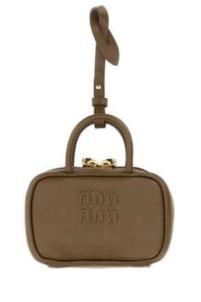 Miu Miu Logo-Embossed Leather Mini Bag - Brown