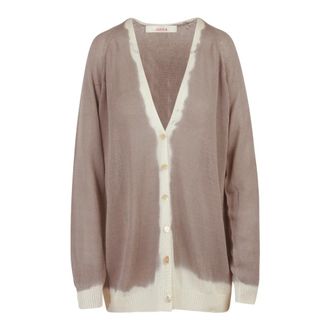 Jucca Femme, Pulls, Gris, Taille: 38 FR Cardigan en coton tie-dye avec col en V