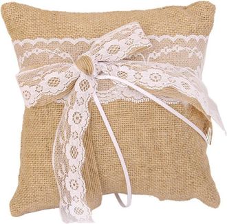 WINOMO Sackleinen Ehering Kissen Träger Kissen 20 x 20cm ()