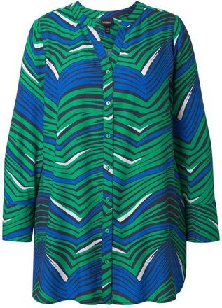 Ulla Popken Longbluse Longbluse grafischer Druck Tunika-Ausschnitt