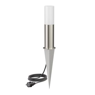 LEDs Com Pollerleuchte GROPO mit Erdspie&szlig; und 2m Kabel, f&uuml;r au&szlig;en, chrom, 41cm, inkl. E27 Lampe, 471lm, extra-warmwei&szlig;