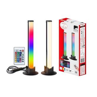 Eglo 2er Set LED Leuchten Gaming Zimmer, bunte Tischlampen mit Lichteffekten, Zimmer Deko Party, Lampe musikgesteuert, inkl. Fernbedienung, USB, warmwei&szlig; u