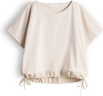 OPUS Kurzarmshirt Jerseyshirt im Materialmix aus BCI Cotton Weite Passform, Tunnelzug im Saum, Pull-on