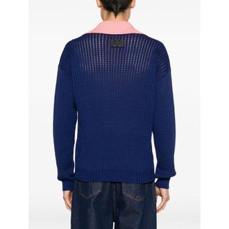 Fendi Open-Stitch Rib Knit Sweater - Blue