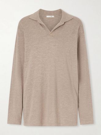 The Row Polo En Coton Et Lin M&eacute;lang&eacute;s Niosa - Neutres