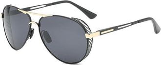 Generic Lunettes De Soleil &Agrave; Monture M&eacute;tallique Large For Hommes Et Femmes, Verres Polaris&eacute;s, Id&eacute;ales For Les Vacances Et La Conduite.(Black)