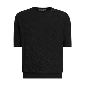 Dolce & Gabbana Micro-dot Seidenpullover - - Knitwear - Herren - Schwarzk - XL