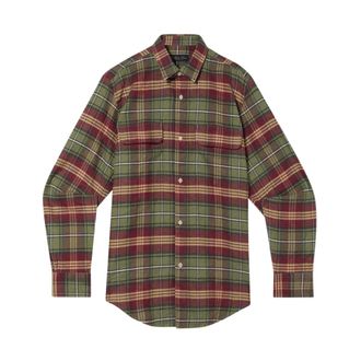Brooks Brothers Surchemise en flanelle de coton &agrave; carreaux avec poches poitrine - Homme - Chemises - Vert - Taille: S
