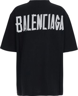Balenciaga Logo-Embroidered T-Shirt - Black