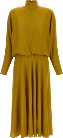Valentino Garavani Feather-Trimmed Georgette Dress - Gold