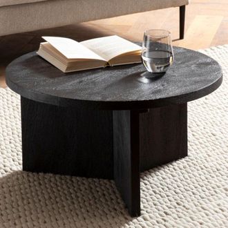 M&S Collection M&s - Table basse ronde 60x60x33 cm en manguier massif noir