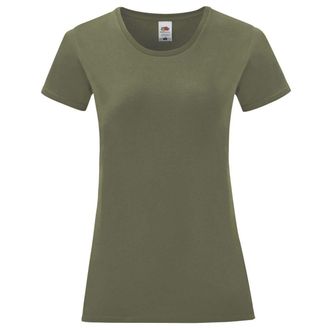 Fruit Of The Loom Ladies Iconic T-Shirt Größe S - XXL, Farbe:Oliv, Größe:2XL