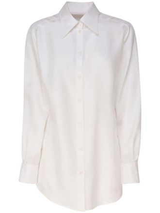 Dolce & Gabbana chemise en soie &agrave; manches longues - Blanc
