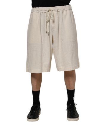 Dolce & Gabbana Ivory Cotton Men Bermuda Sweatshorts Shorts Off White