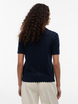 Tommy Jeans Kurzarmpullover TJW POINTELLE POLO SWEATER Viskosemischung, Pointelle Strickmuster, gewellte S&auml;ume