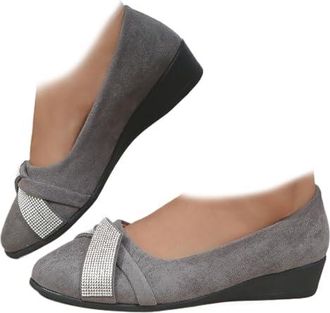 Generic Chaussures compensées légères et tendance avec strass - Confortables - Orthopédiques - Coupe large - Ballerines habillées scintillantes - Pour mariage