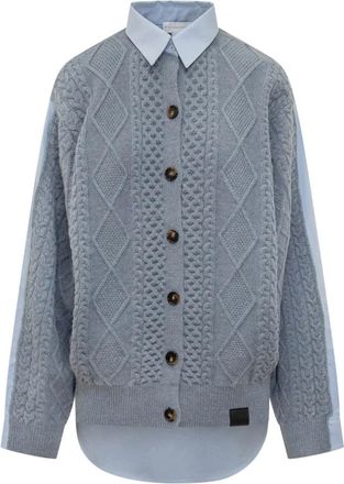 Stella McCartney Femme, Pulls, Gris, Taille: 38 FR Hybrid Knit Shirt Cardigan