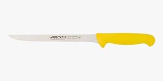 Arcos Couteau &agrave; Fileter 200 mm Lame Acier Inoxydable Nitrum. Manche Ergonomique Polypropyl&egrave;ne. S&eacute;rie 2900. Jaune. Pour Viande et Poisson