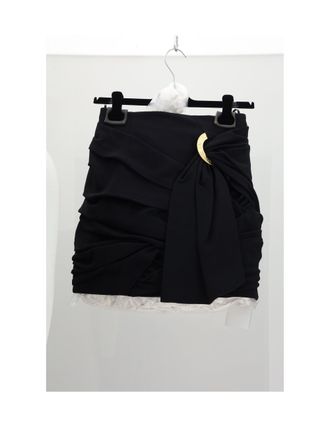 Celine Womens Mini Skirt Draped Black Viscose