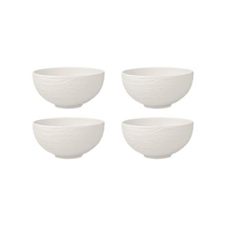 Villeroy & Boch Manufacture Rock Suppen Bol, 300 ml, 12,5 cm, 4er Set, Premium Porzellan, sp&uuml;lmaschinen-, mikrowellengeeignet, wei&szlig;