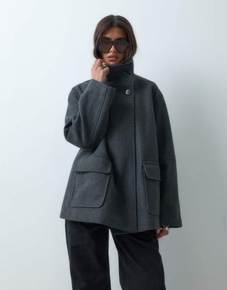 Asos veste Harrington habill&eacute;e &agrave; col chemin&eacute;e gris chin&eacute;
