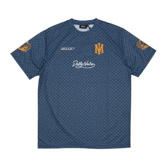 Dolly Noire Blaues Herren-T-Shirt mit Siebdruck - - Tops - Herren - Blau - L