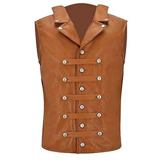 Generic Gilet vintage style court pour homme avec col boutonn&eacute; - Confortable - Style r&eacute;tro - Pour gentleman et &eacute;l&eacute;gant, marron, XXX-Large