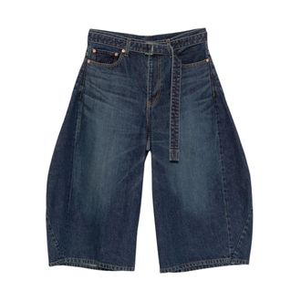 sacai Femme, Shorts, Bleu, Taille: 40 FR Short en jean ceintur&eacute;