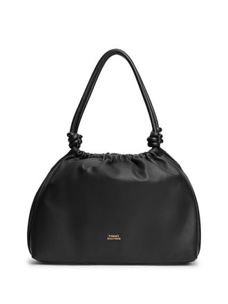 Tommy Hilfiger Hobo TOMMY HILFIGER TH SOFT LEATHER HOBO, Damen, Gr. B/H/T: 38cm x 29cm x 12cm, schwarz, Leder, Taschen Hobo, Damen Handtasche, Schultertasche, Umh&auml;ng