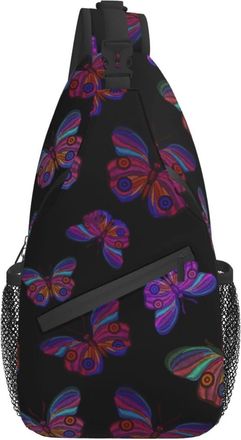 AOOEDM Schmetterlings-Schultertasche, lässiger Crossbody-Schulterrucksack, Brust-Tagesrucksack für Reisen, Sport, Wandern, Fitnessstudio