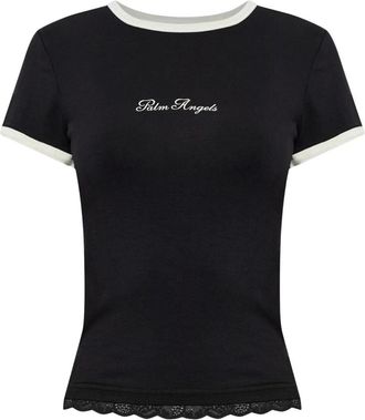 Palm Angels T-shirt avec logo imprim&eacute; - Femme - Tops - Noir - Taille: 36 FR