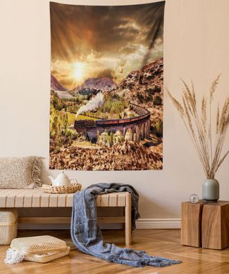 Abakuhaus Magier Wandteppich, Berühmter Bahnhof aus Weiches Mikrofaser Stoff Waschbar ohne Verblassen Digitaldruck, 150 x 110 cm, Braun