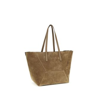 Brunello Cucinelli Womens Beige Calf Leather Bos Taurus Shoulder Bag
