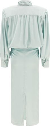 Rotate Ruched Satin Dress - Sage