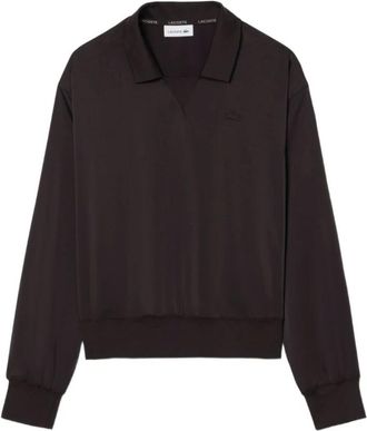 Lacoste Femme, Tops, Brun, Taille: 36 FR Polo &agrave; Manches Longues en Satin