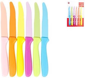 hOme Home Set Blisterpackung Tafelmesser, Edelstahl, Verschiedene Farben, 6 Stück