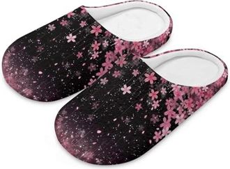 Coloranimal Pantoufles dint&eacute;rieur r&eacute;utilisables en coton pour femme - Pour chambre dinvit&eacute;s - Chaussures dint&eacute;rieur tendance &agrave; bout ferm&eacute;, Fleurs de cerisier, 38.