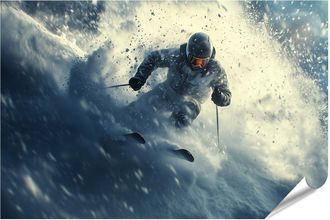 Islandburner XXL Bild Poster Skifahrer Durch Pulver Schnee Abdruck Premium Bilder Fotodruck