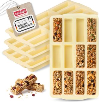 Zenker M&uuml;sliriegel Backform 4er-Set - Silikonform zum Backen von insgesamt 48 Riegel - M&uuml;sliform aus Silikon mit Antihaft-Eigenschaften - Hitzebest&auml;ndige und