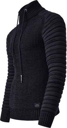 R-Neal Stehkragenpullover Herren Pullover Grobstrick-Pullover Stehkragen Biker Strick Pulli