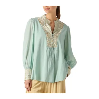 Greek Archaic Kori Gr&uuml;ne Leinenbluse- Modell 340452 - - Blouses & Shirts - Damen - Gr&uuml;n - XS