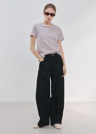 Mango Kurz&auml;rmliges Baumwoll-T-Shirt hellrosa - Damen - XXS - MANGO