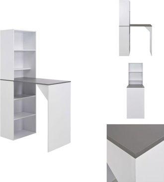 vidaXL Bartisch mit Schrank Wei&szlig; 115x59x200 cm - Esstisch - Bartisch - K&uuml;cheninsel - Wohnzimmertisch - Holzwerkstoff