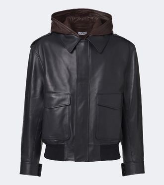 Loewe Veste en cuir &agrave; capuche