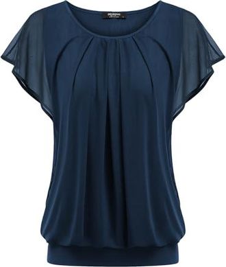 Zeagoo Chemisier Femme T-Shirts Manche Courtes Floral Tunique Femme Haut Fleuri dété